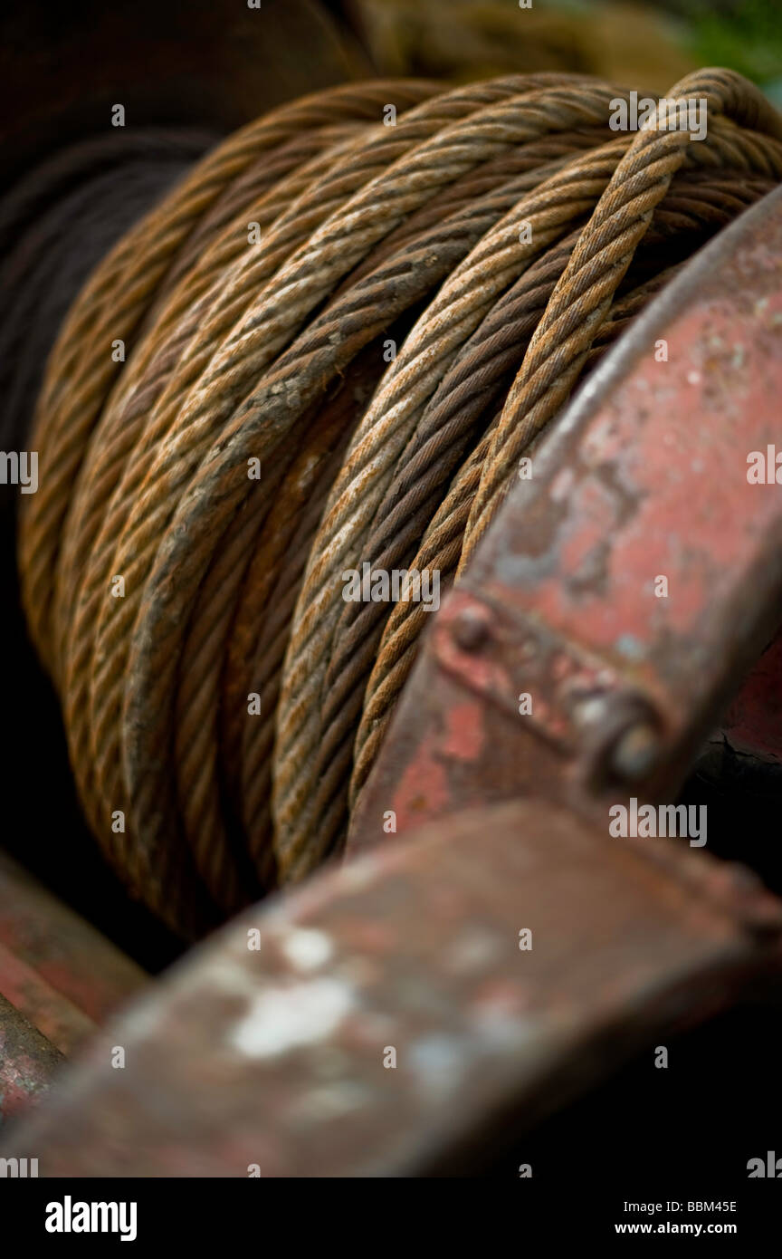 Steel wire used by fishing industry on Mersea island, Essex. Taken by a ...