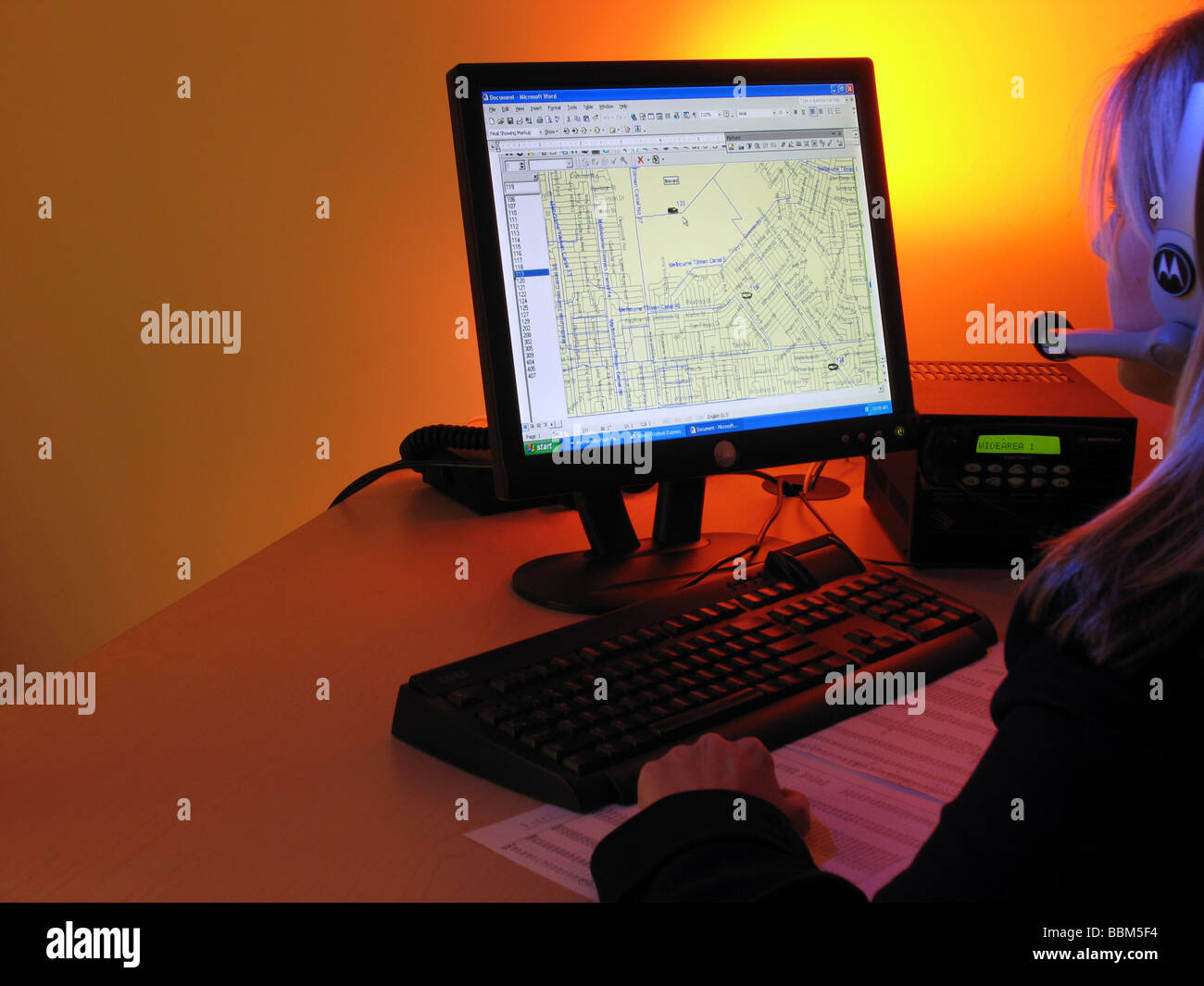 Radio Communications terminal, with operator Stock Photo - Alamy