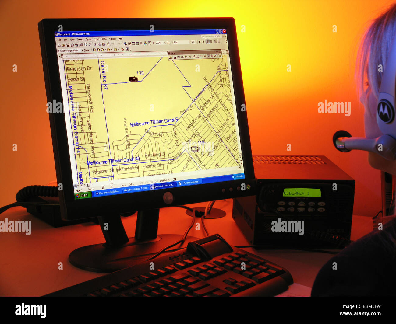 Radio Communications terminal, with operator Stock Photo - Alamy