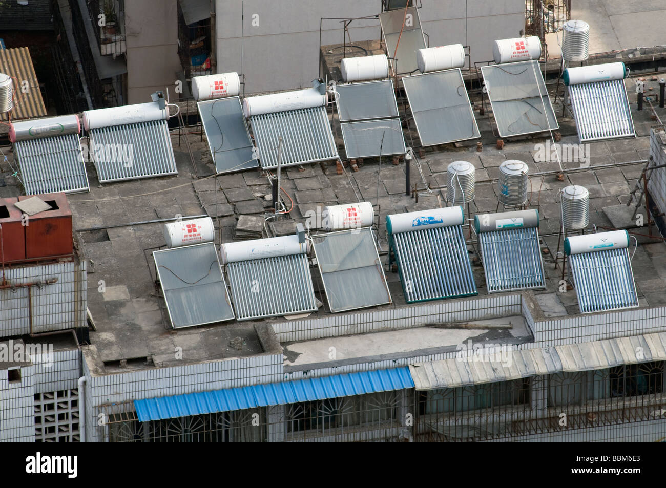 CHINA Solar panels installed on roofs of apartment buildings and ...