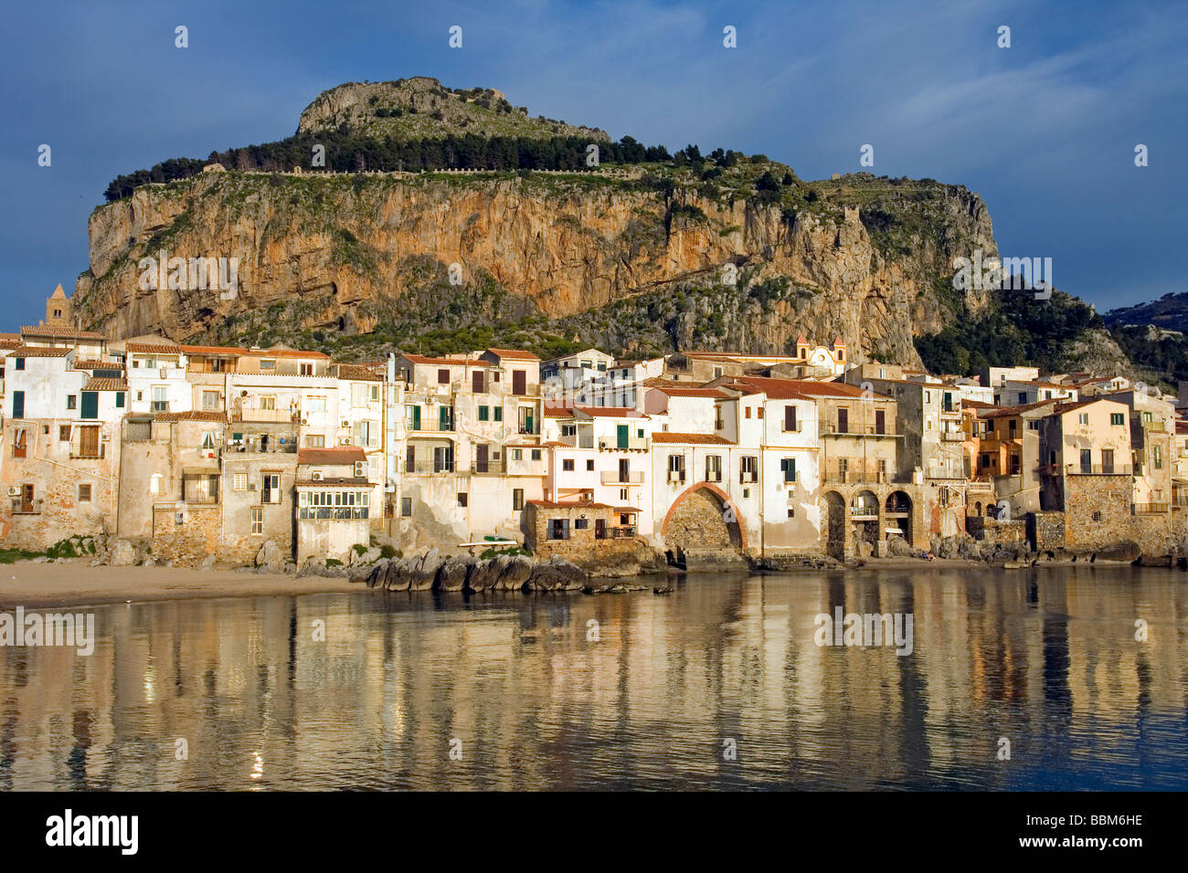 Old port Mt La Rocca fishing boats vessels beach Moorish architecture ...