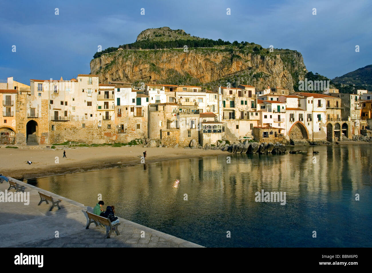 Old port Mt La Rocca young couple beach Moorish architecture Town of ...