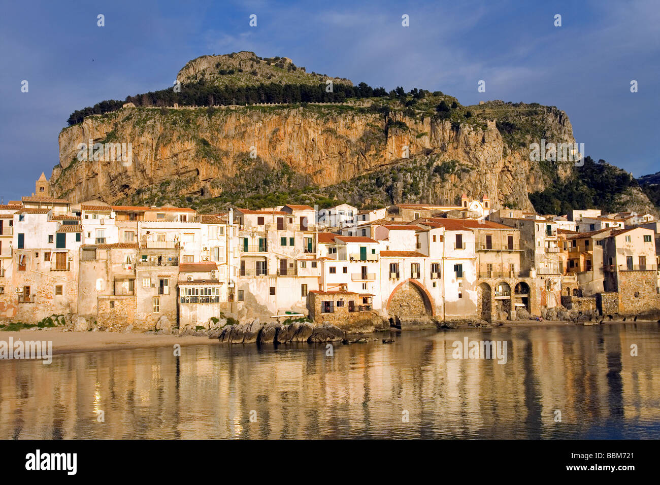 Old port Mt La Rocca fishing boats vessels beach Moorish architecture ...