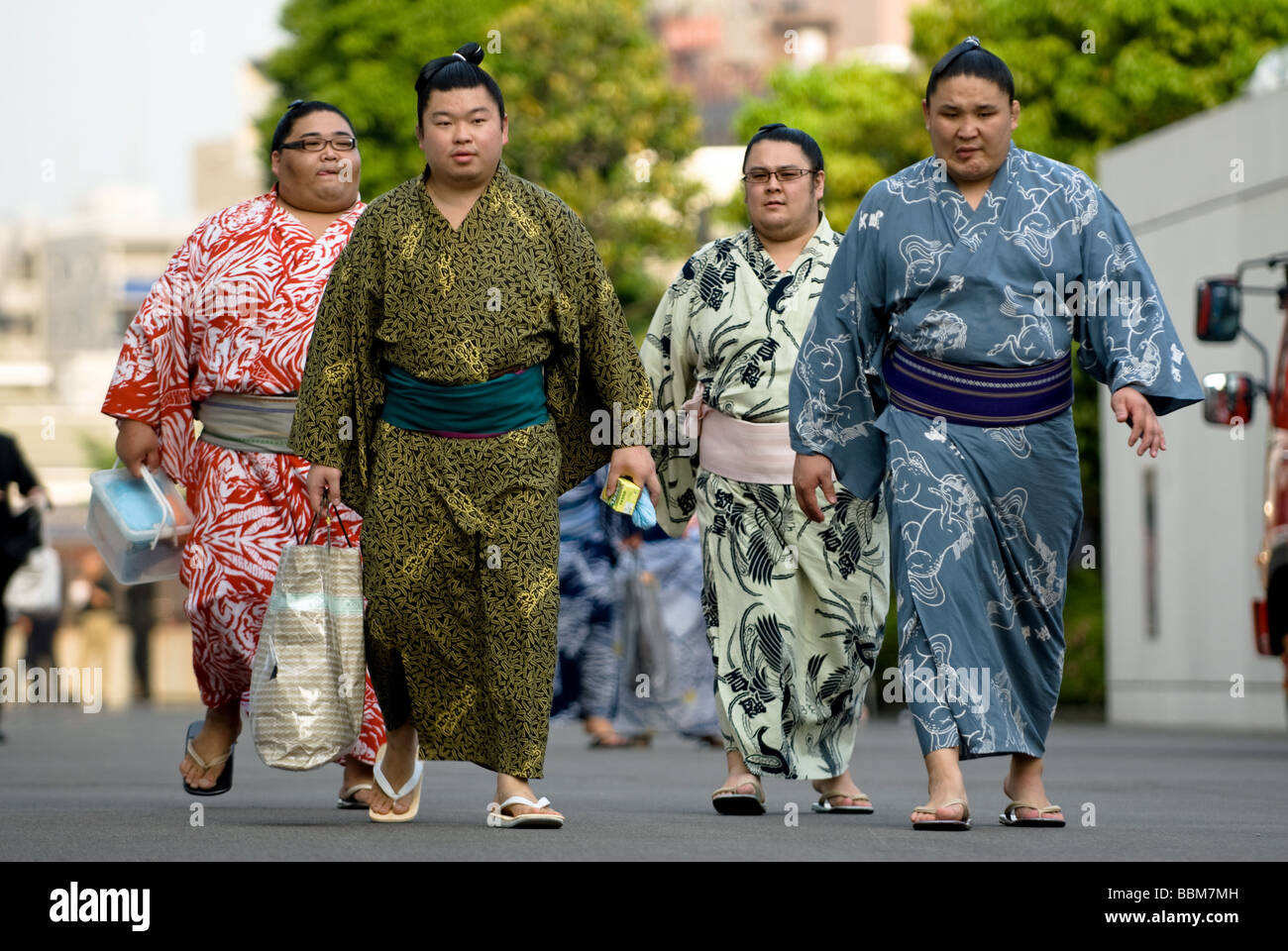 Sumo Wrestlers leaving Tokyo Sumo Stadium Stock Photo - Alamy