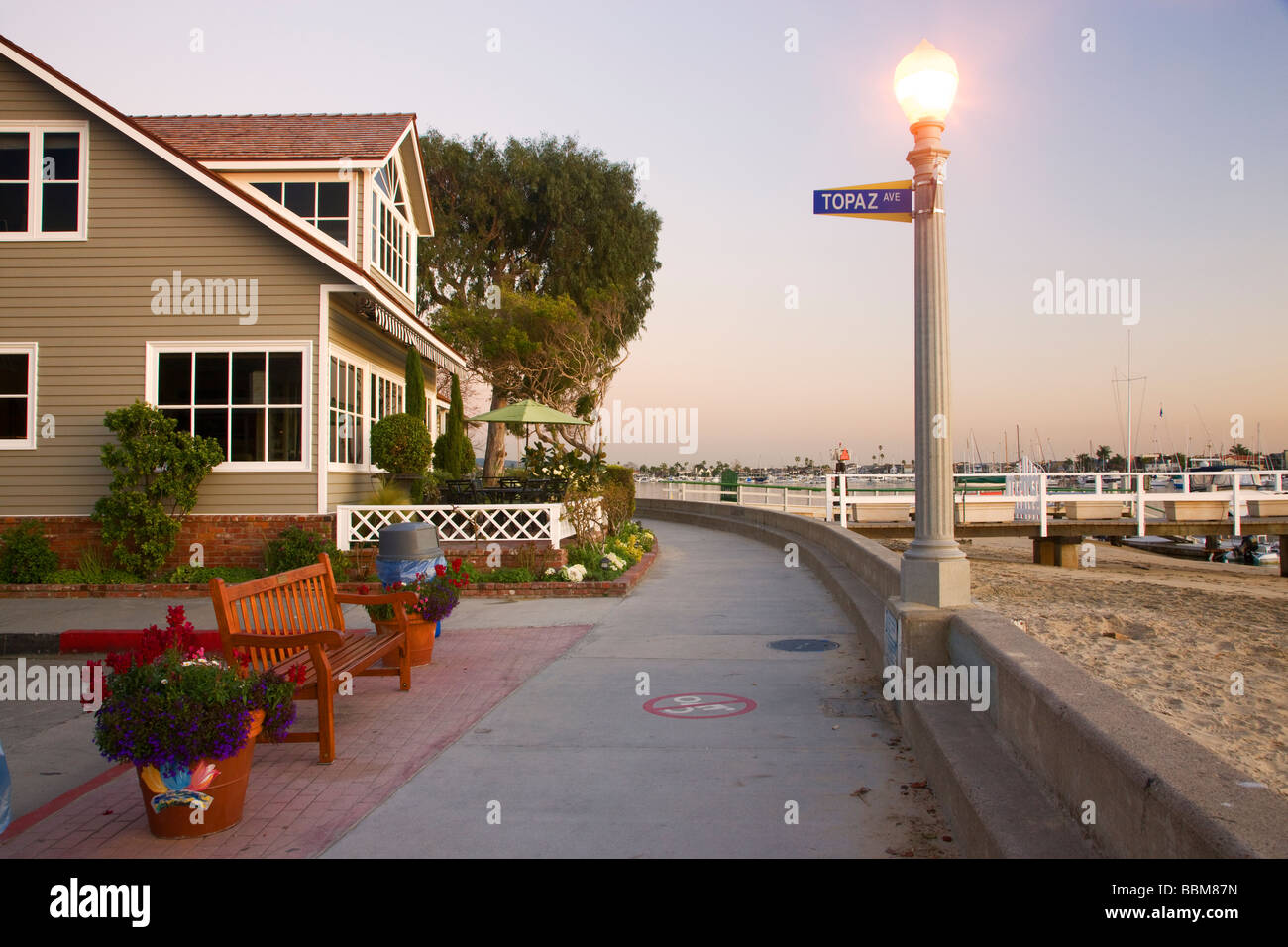 Scenic walkway around Balboa Island Newport Beach Orange County ...