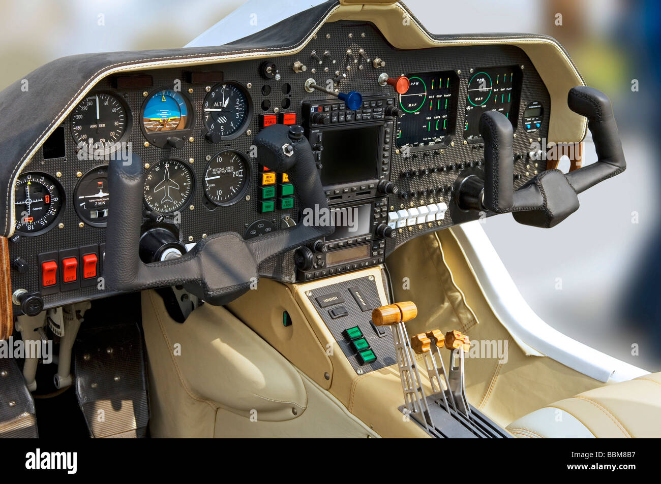 Cockpit of a twin-engined airplane Stock Photo - Alamy