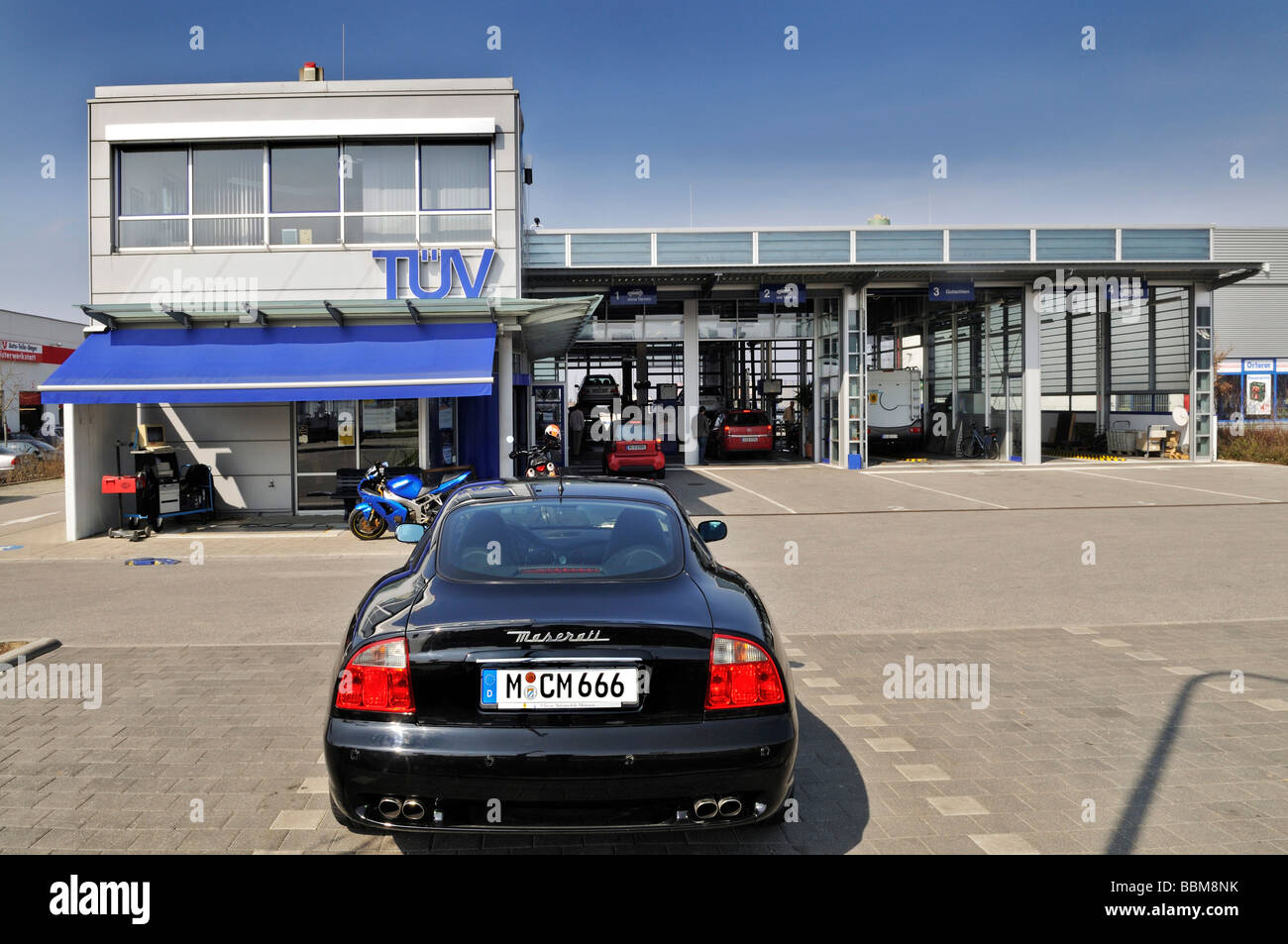 TUeV station, Technical Inspection Authority, with Maserati, modified ...