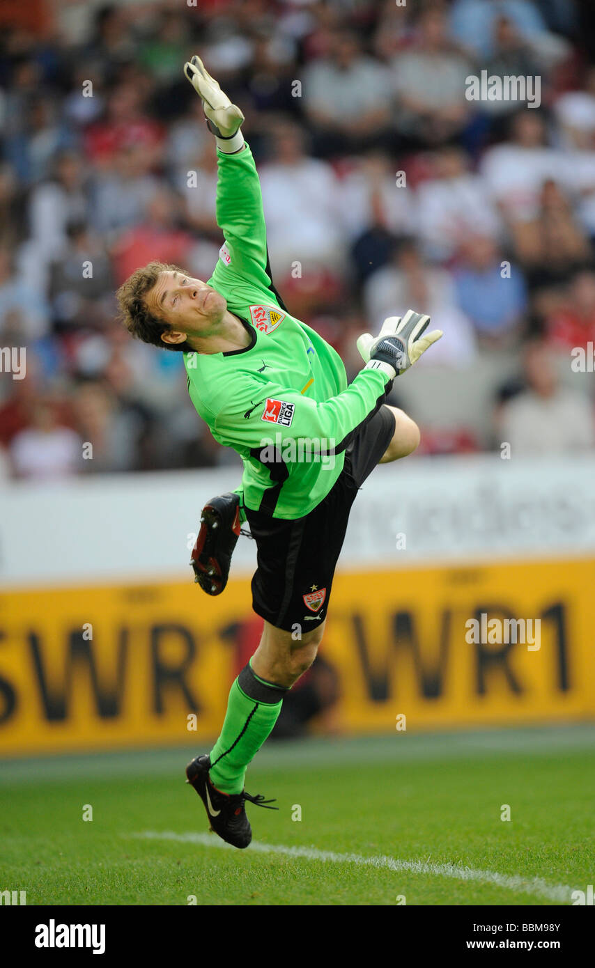 Brilliant save, goalkeeper Jens Lehmann, playing for VfB Stuttgart ...