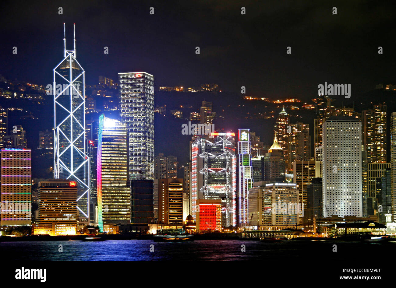 View from Kowloon, Tsim Sha Tsui shore, on the skyline of Hong Kong Iceland, Hong Kong, China ...