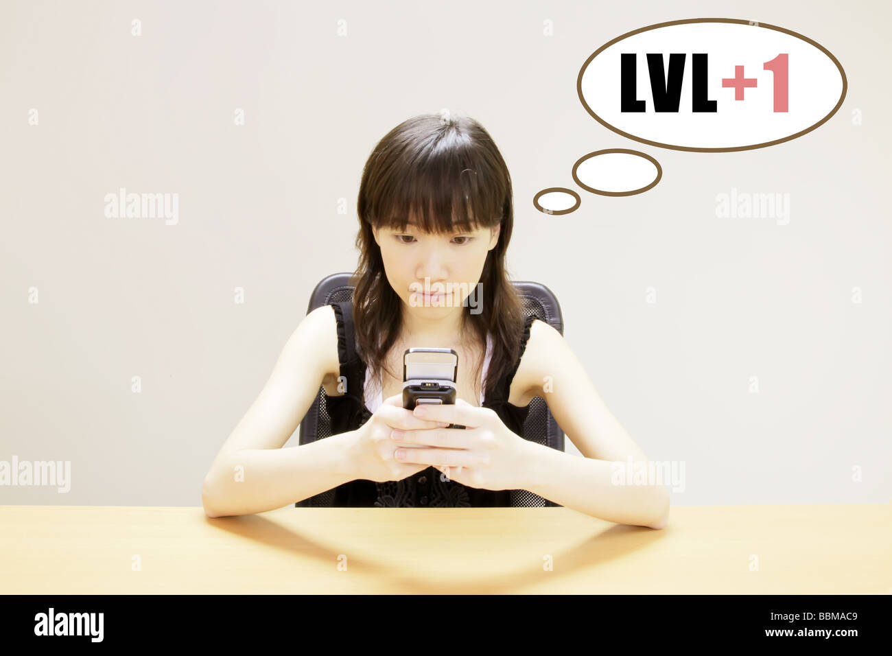 Girl Mobile Gaming Online Competition Level Up Stock Photo - Alamy