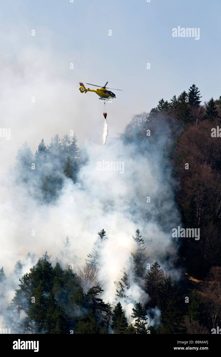 Forest fire fighting in Kranebitten near Innsbruck, Tyrol, Austria ...