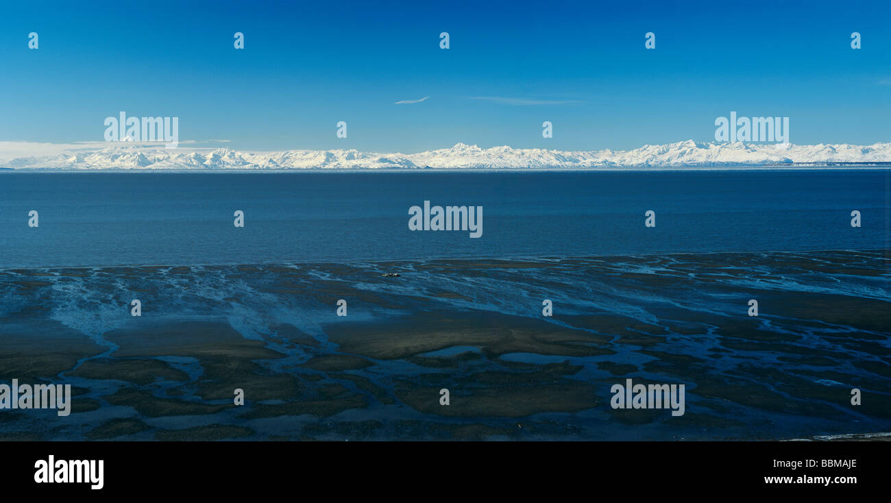 Redoubt Volcano and Cook Inlet at Sunrise Aleutian Range Alaska USA ...