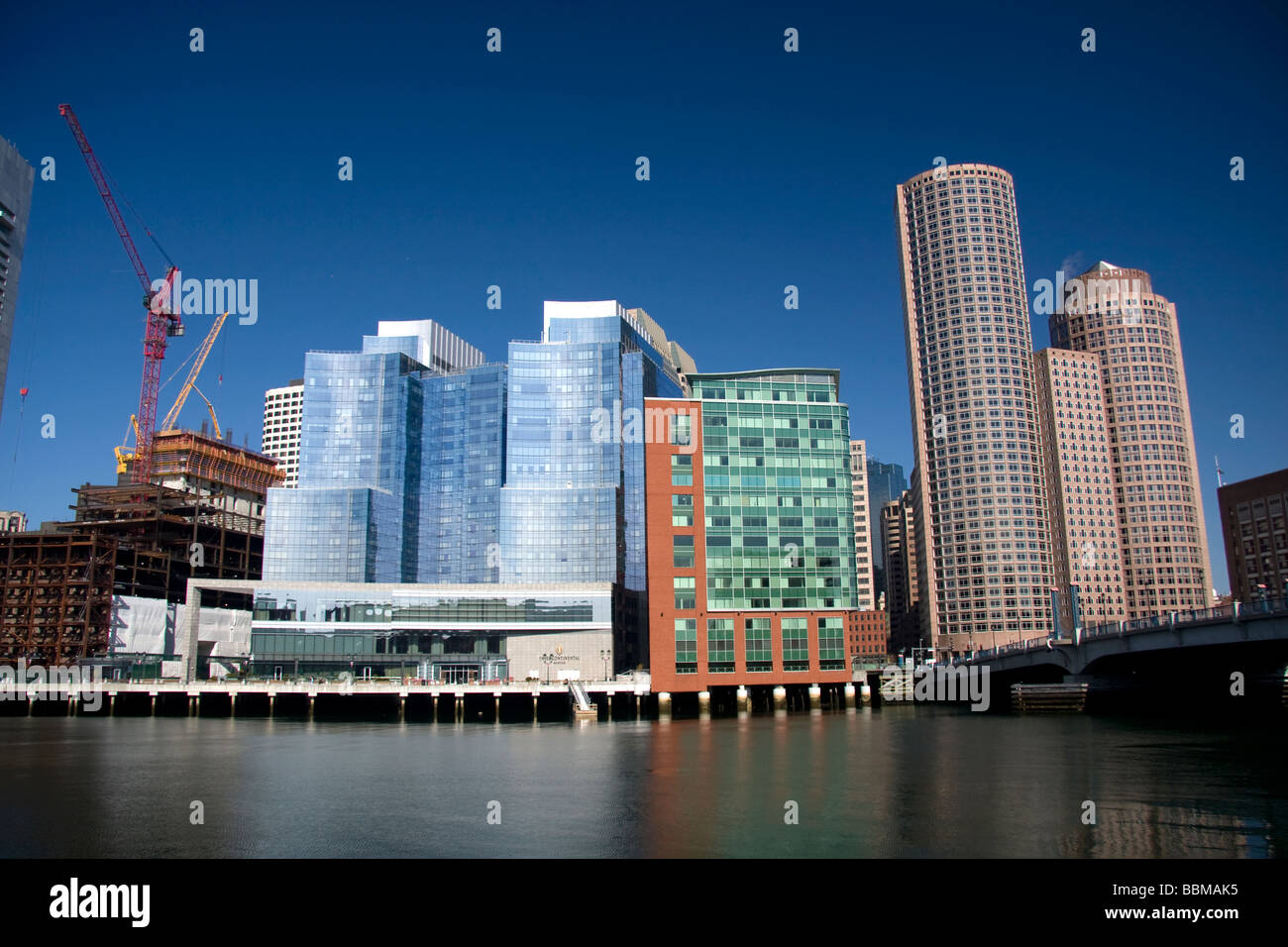 Boston Inner Harbor City Skyline taken across Fort Point Channel Stock ...