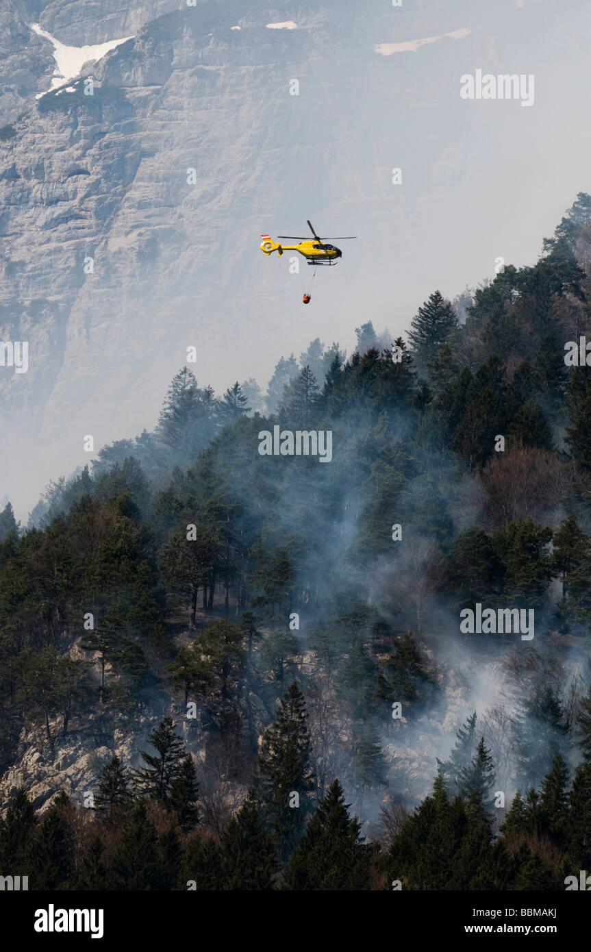 Forest fire fighting in Kranebitten near Innsbruck, Tyrol, Austria ...