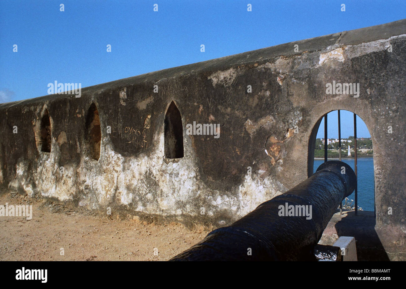 fort jesus beach through gun turret old town mombasa kenya Stock Photo ...