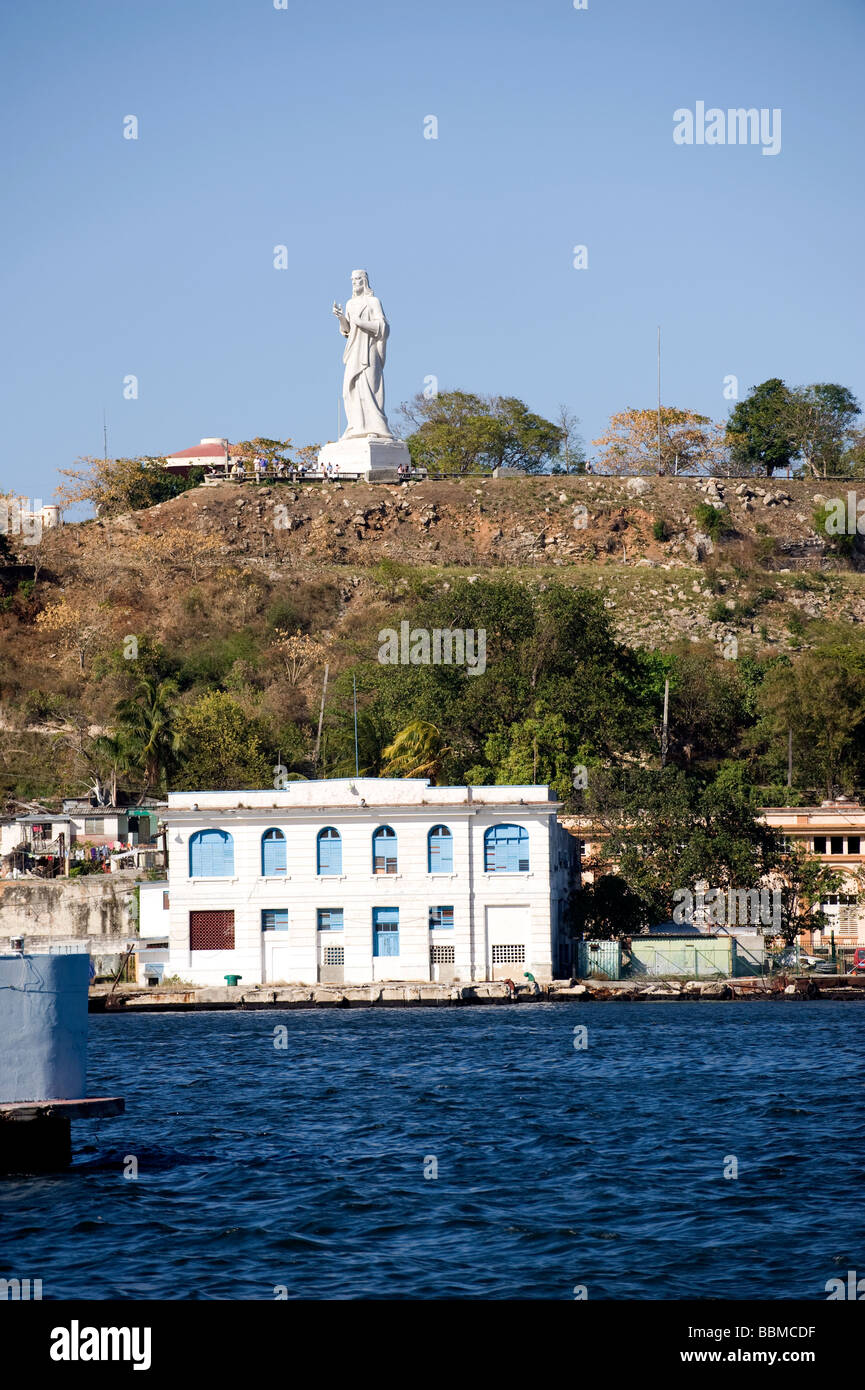 Statue of Jesus Christ overlooking the harbour in Havana, Cuba Stock ...