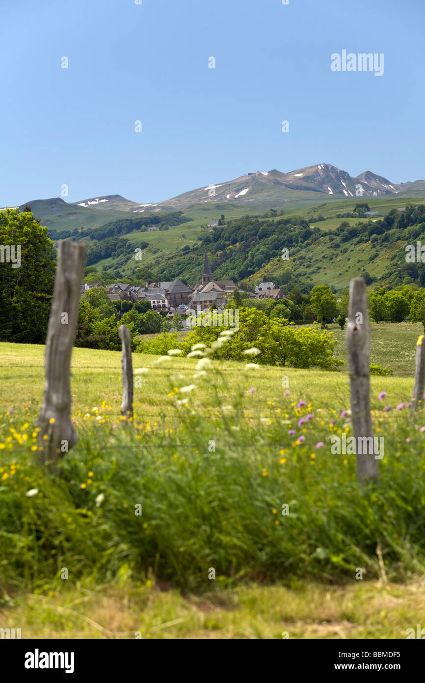 In Spring, a view of the Besse village (Auvergne - France). Au ...