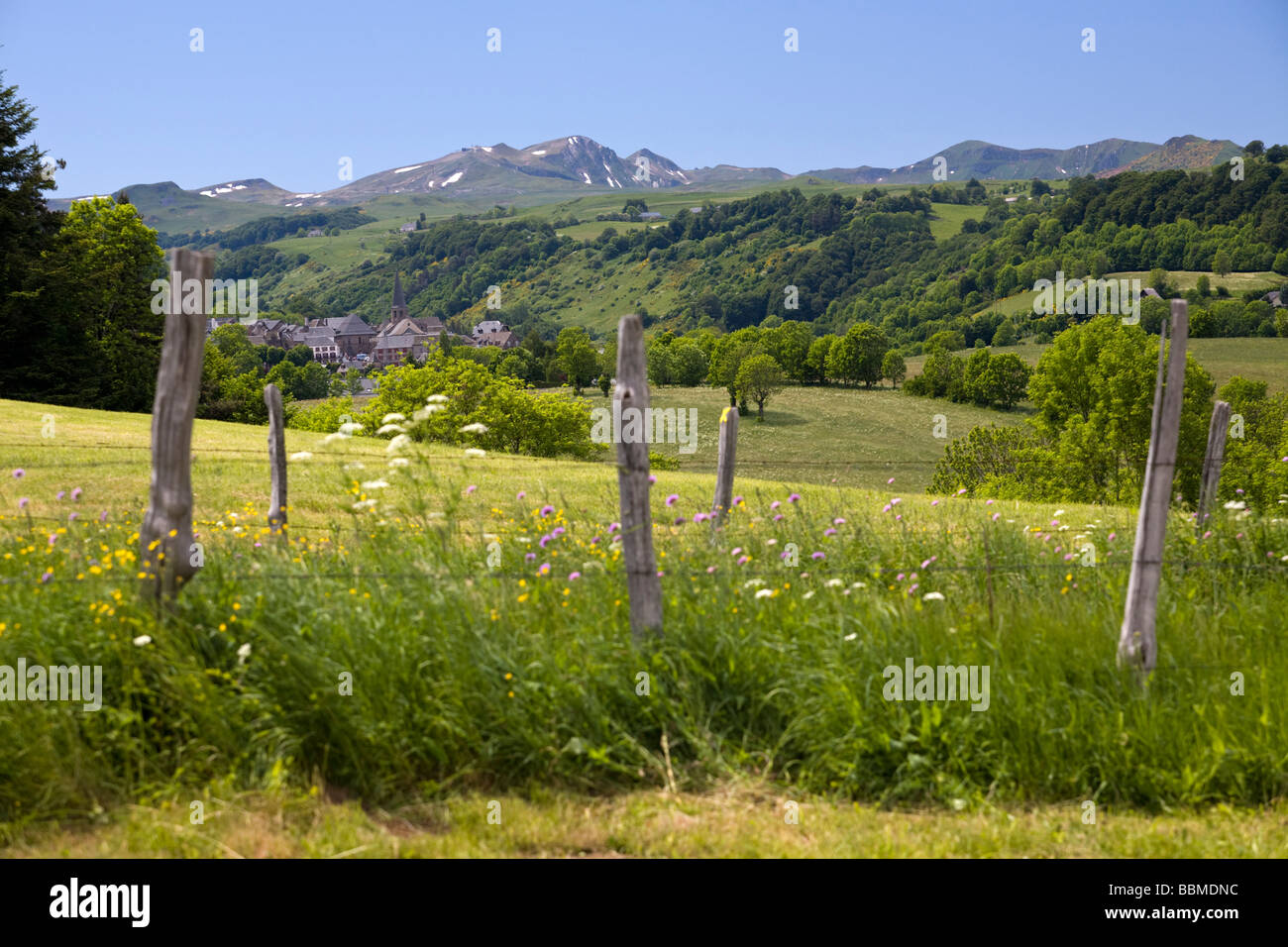 In Spring, a view of the Besse village (Auvergne - France). Au ...