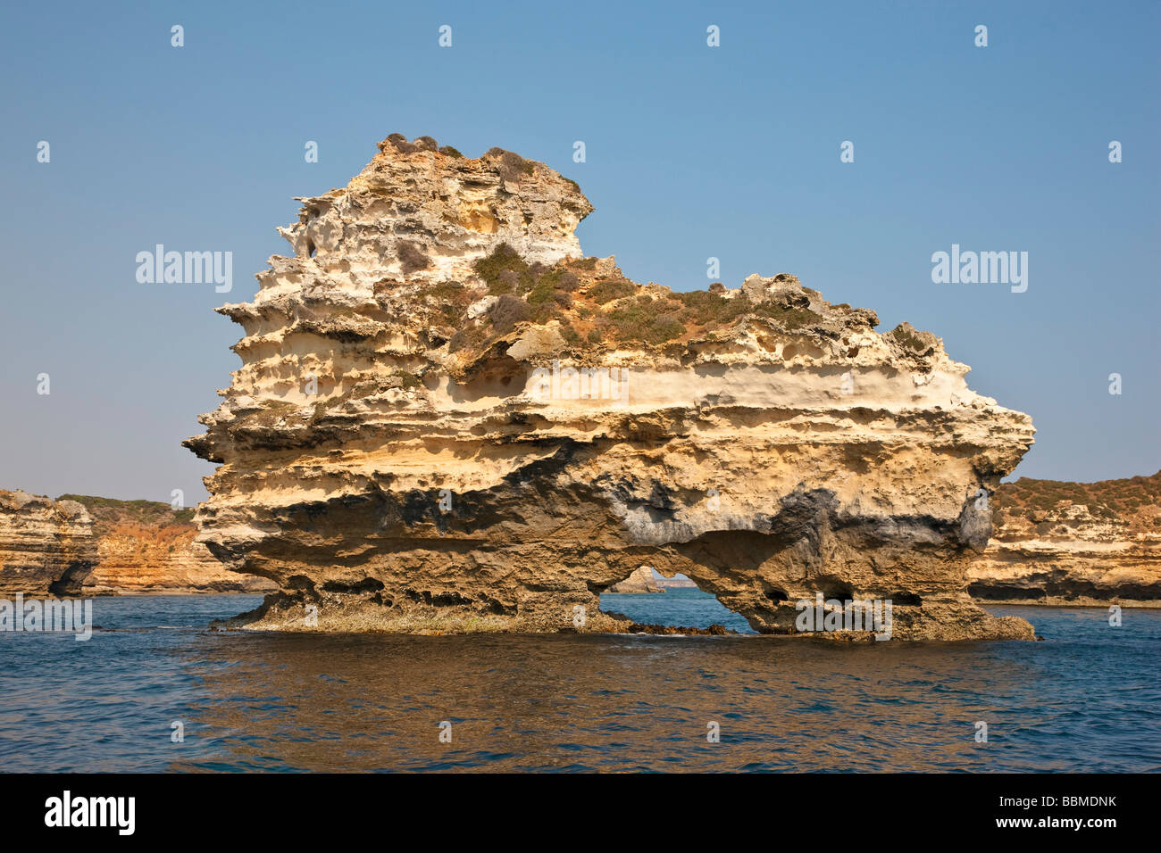 Australia, Victoria. Limestone stacks in the Bay of Islands, off the ...