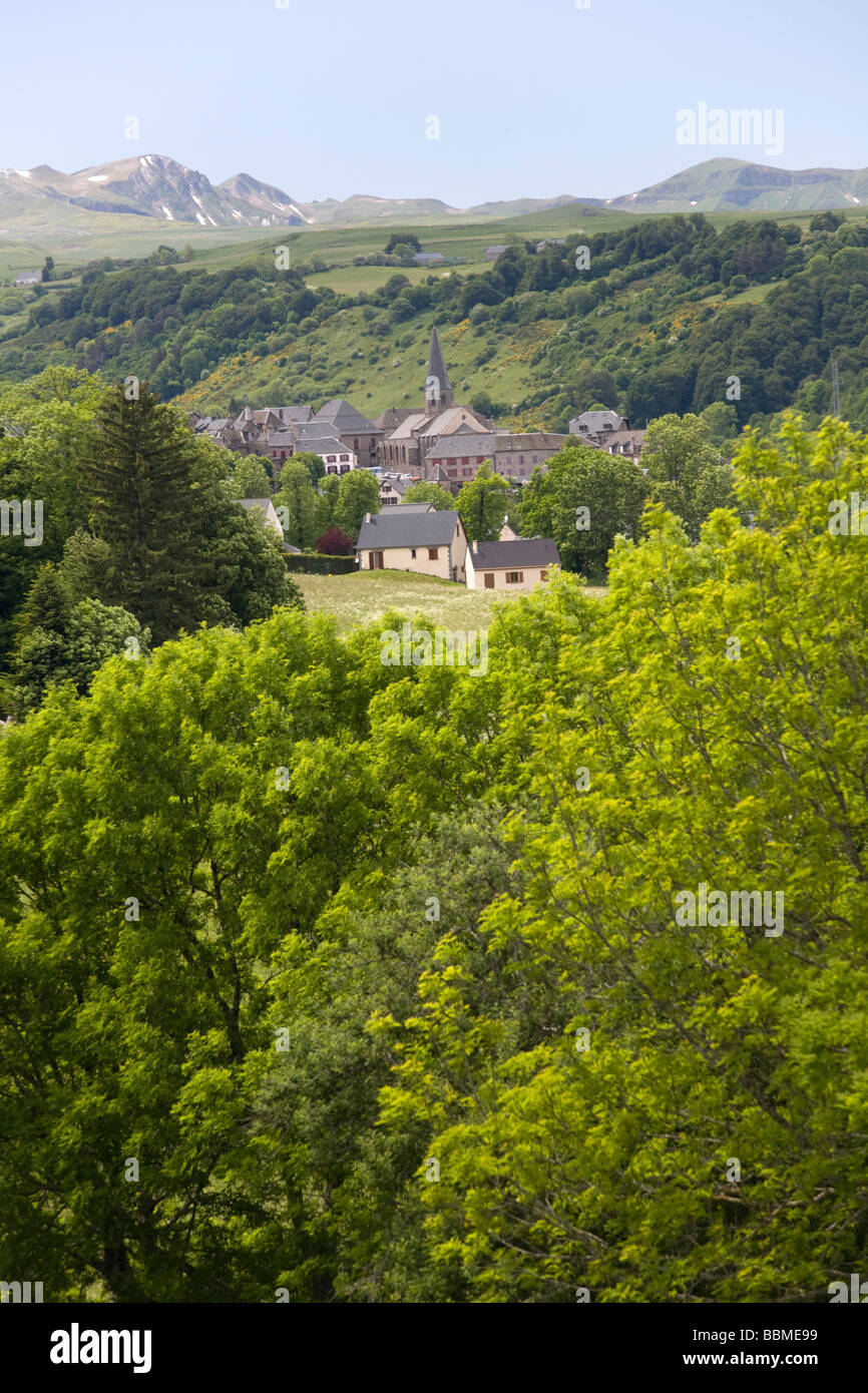 In Spring, a view of the Besse village (Auvergne - France). Au ...