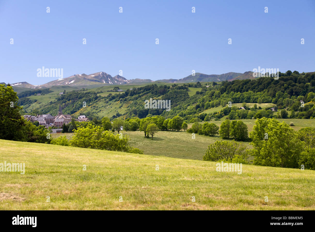 In Spring, a view of the Besse village (Auvergne - France). Au ...