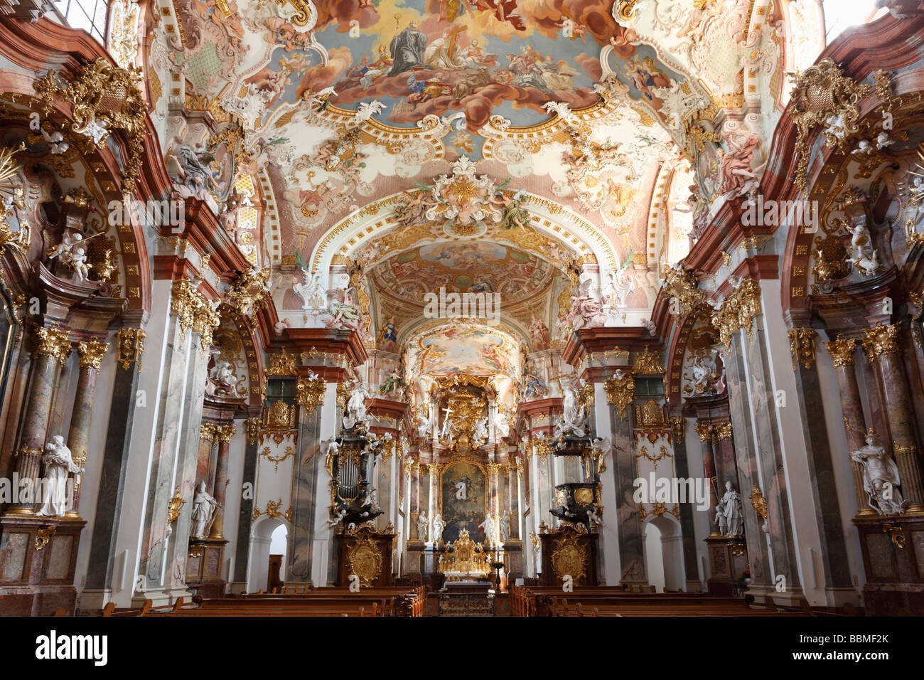 Rococo church, collegiate church Wilhering in Linz, Upper Austria ...