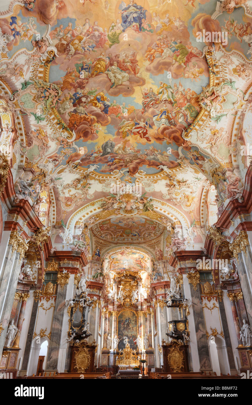 Rococo church, collegiate church Wilhering in Linz, Upper Austria ...