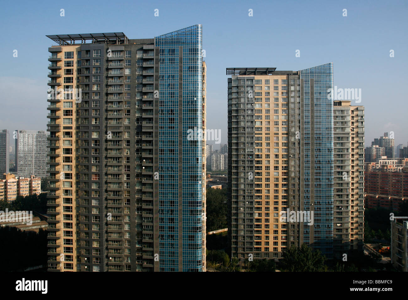 China, Beijing. Gated Residential Area in Beijing seen from the 20th ...
