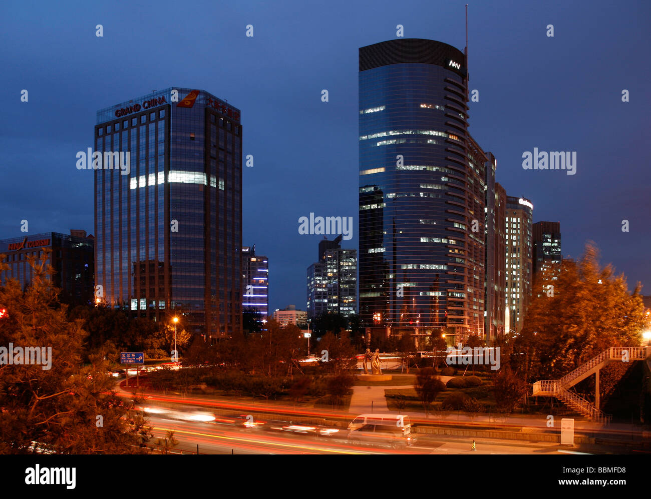 China, Beijing. Office Buildings in Beijing taken at twilight Stock ...