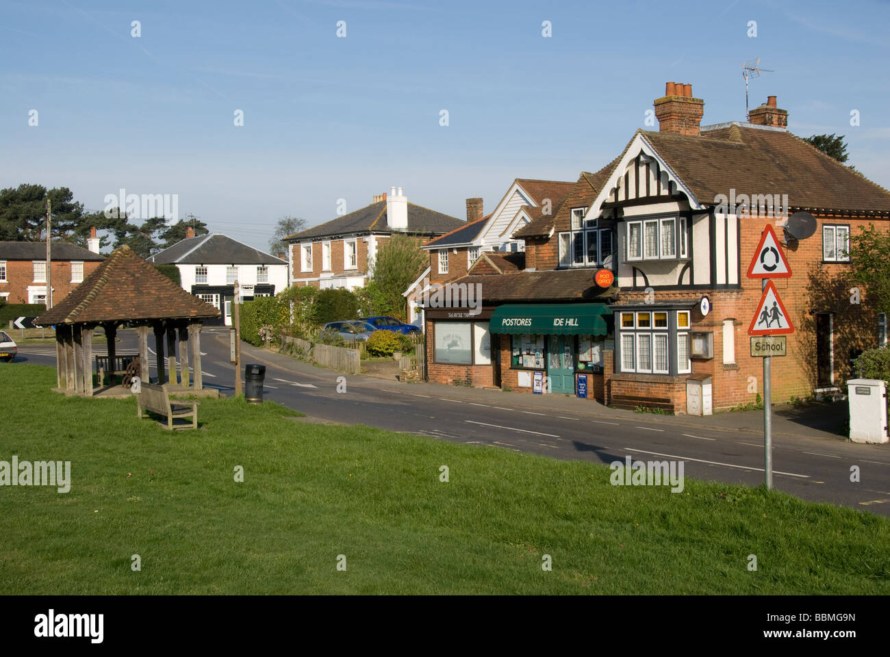 Village green and shops, Ide Hill, near Brasted, Kent, England, UK ...
