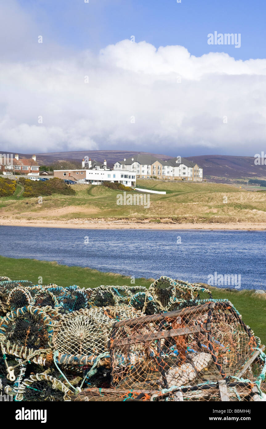 dh BRORA SUTHERLAND Highland Creels drying River Brora and links golf ...