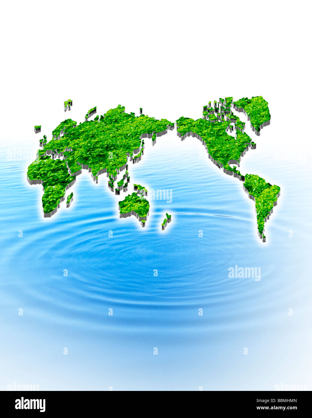 Map of world floating on water Stock Photo - Alamy