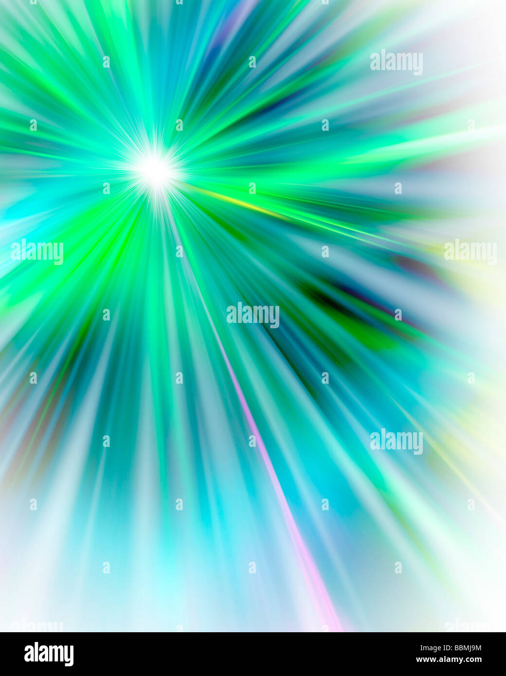 Bright light with green rays Stock Photo - Alamy