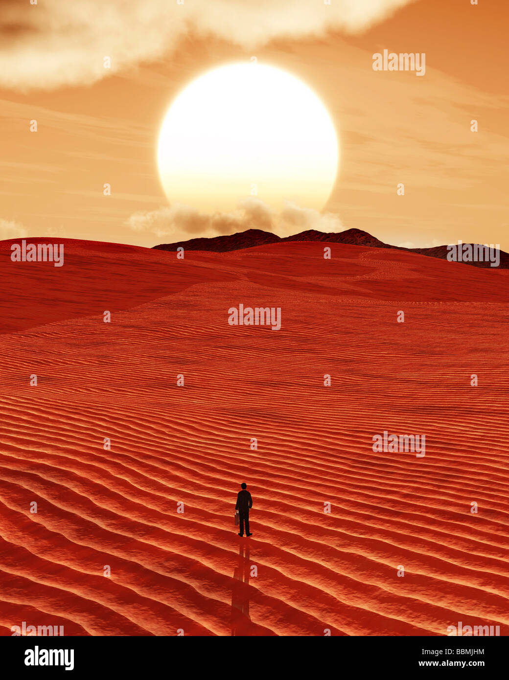 Man standing desert dune looking view hi-res stock photography and ...