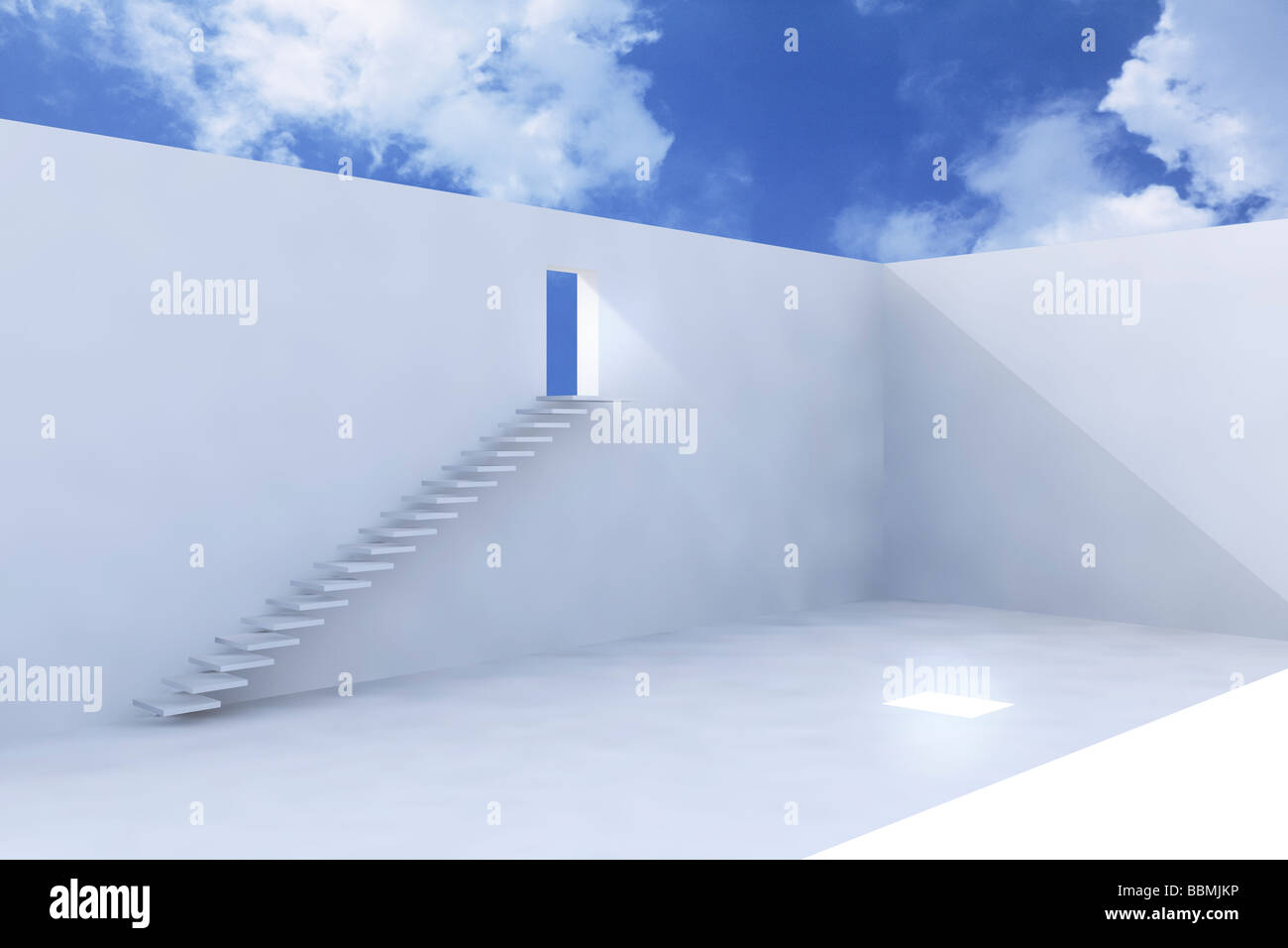 Surrounding wall with open door (Digital Composite Stock Photo - Alamy