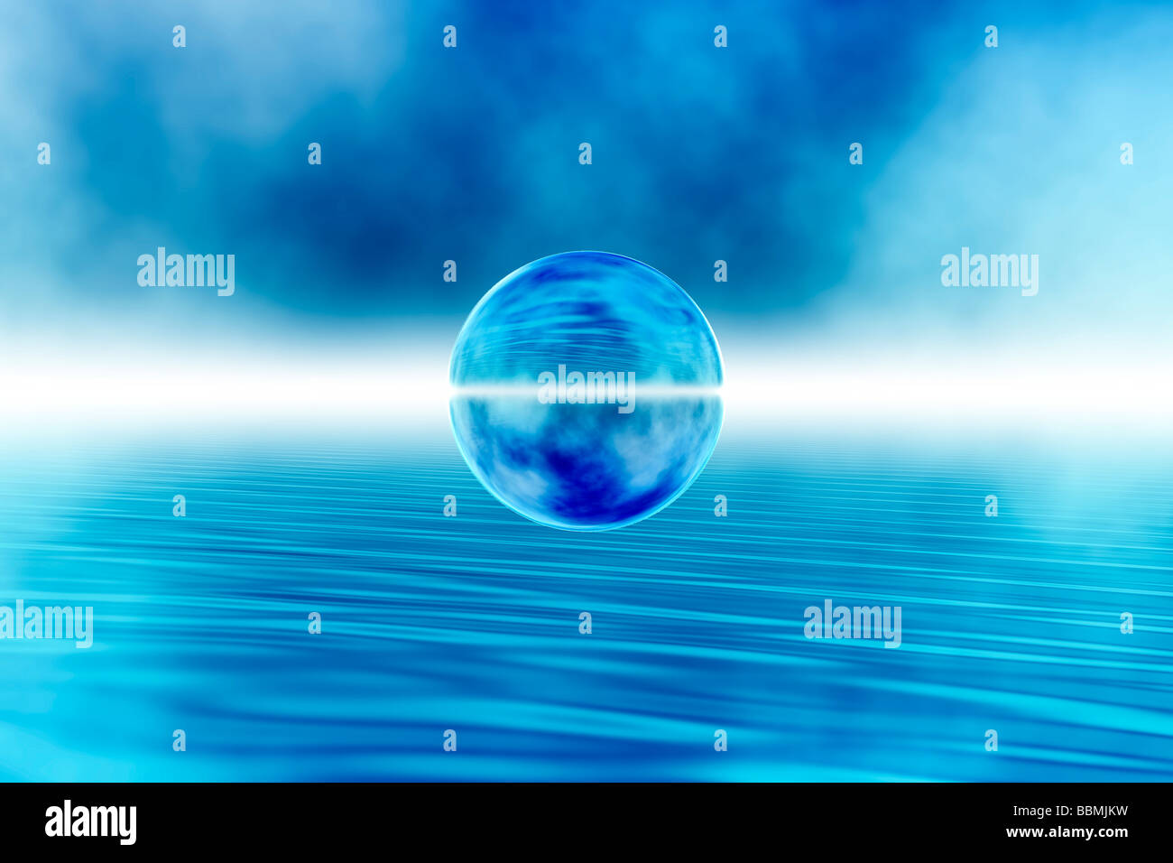 Sphere floating on water (Digital Composite Stock Photo - Alamy