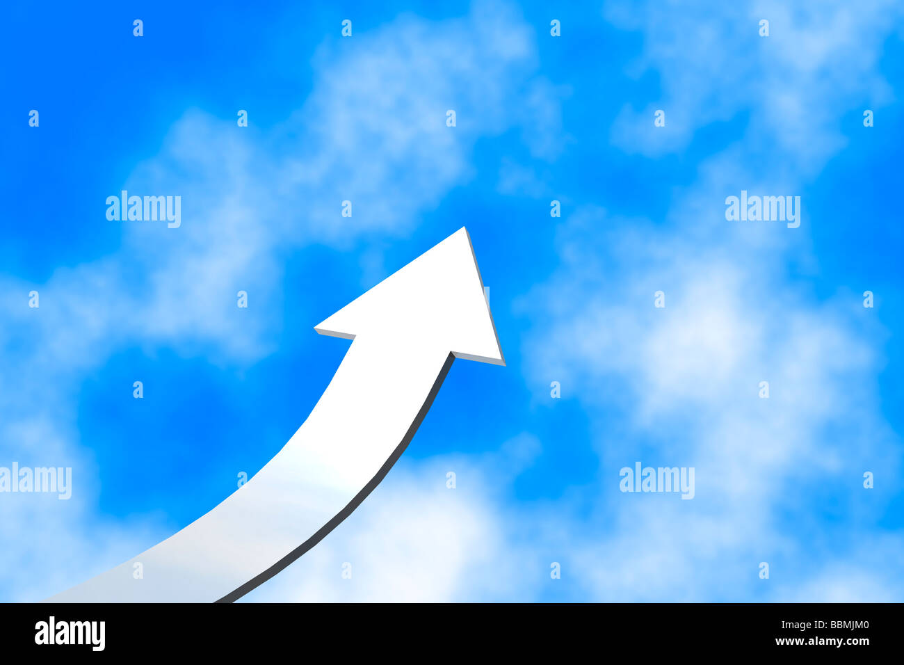 Arrow sign pointing towards sky (Digital Composite Stock Photo - Alamy