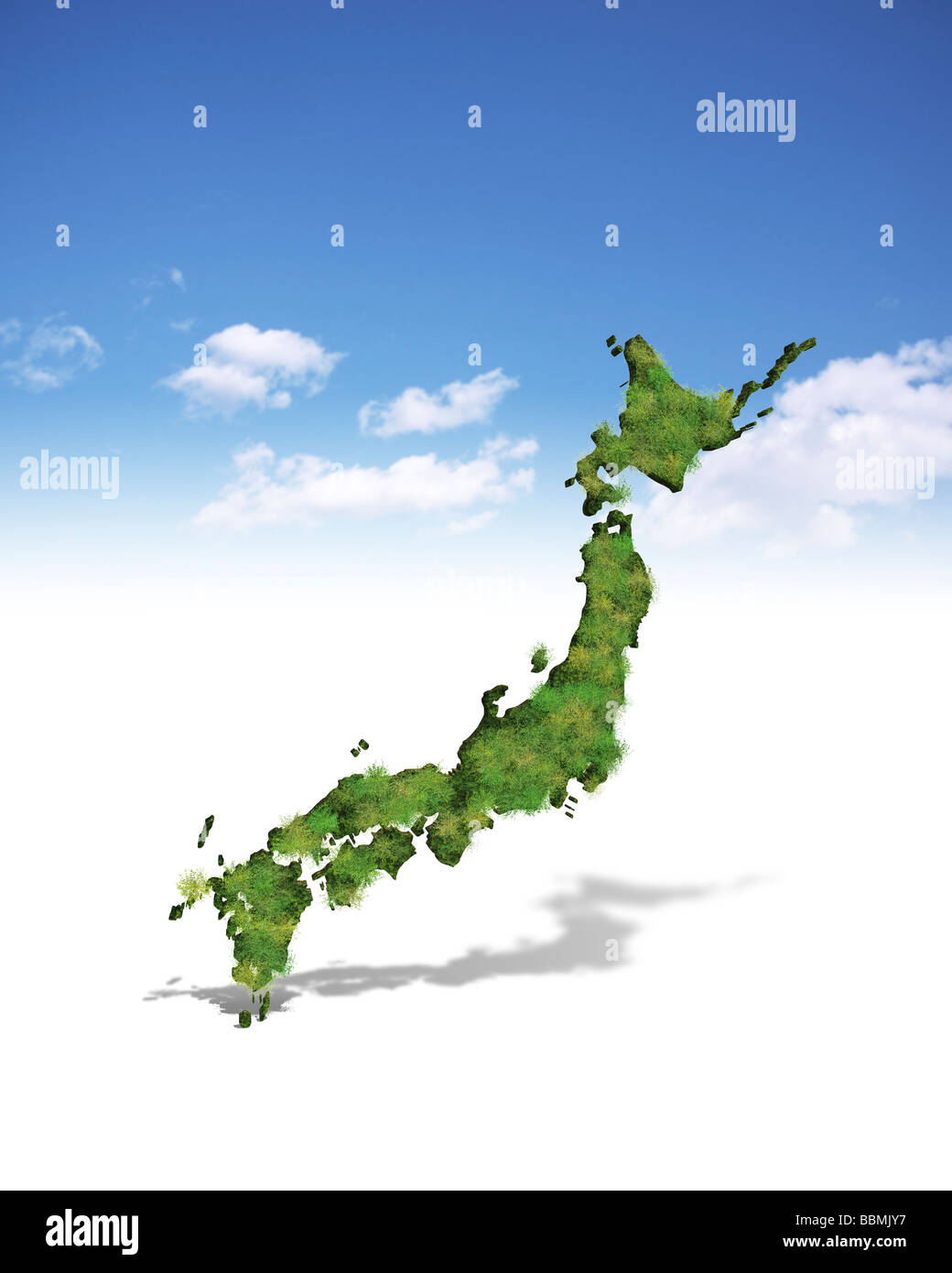 Japanese map against cloudy sky (Digital Composite Stock Photo - Alamy