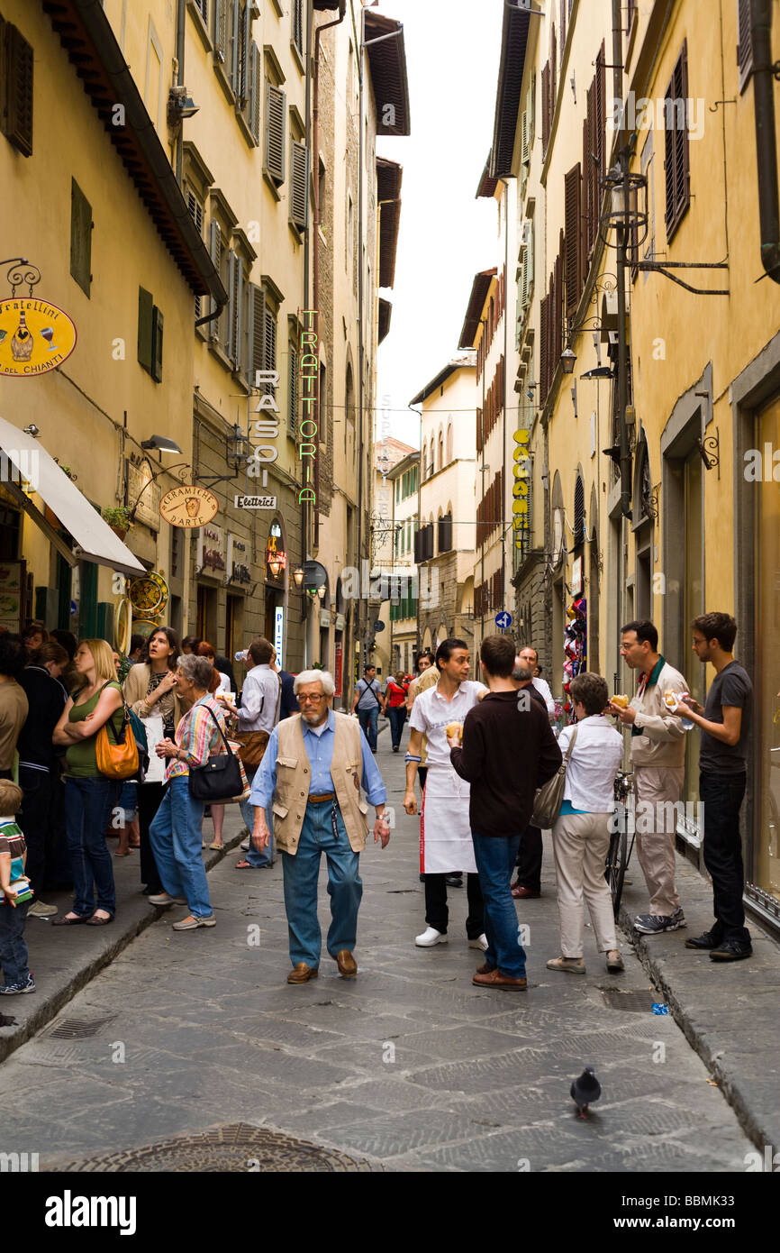 people on a side street at Florence Stock Photo - Alamy