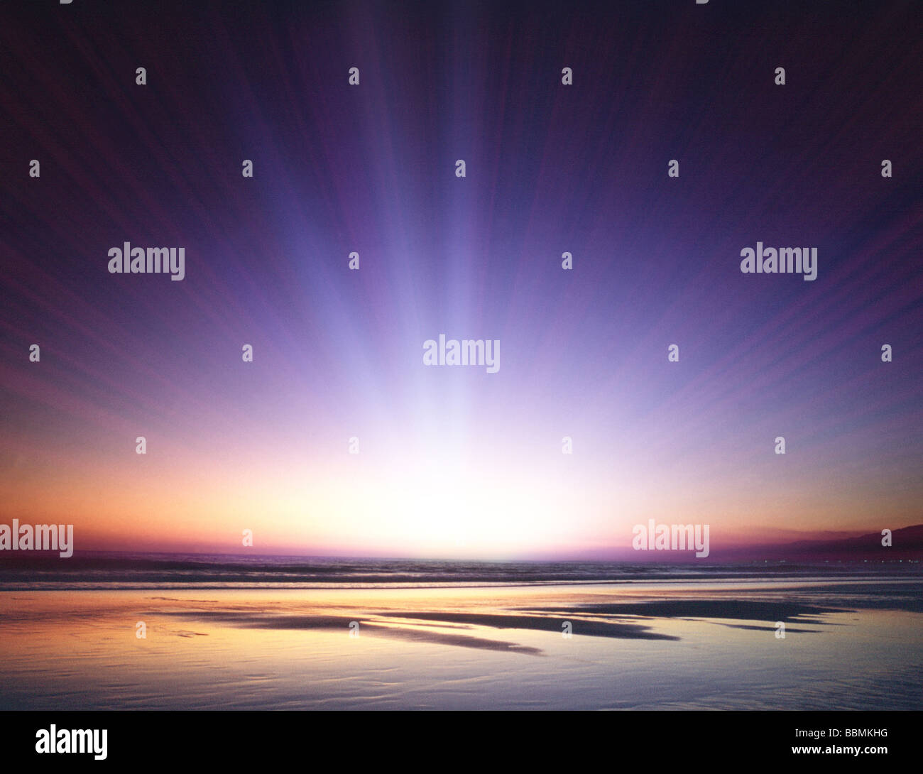 View of sun rays and sea Stock Photo - Alamy