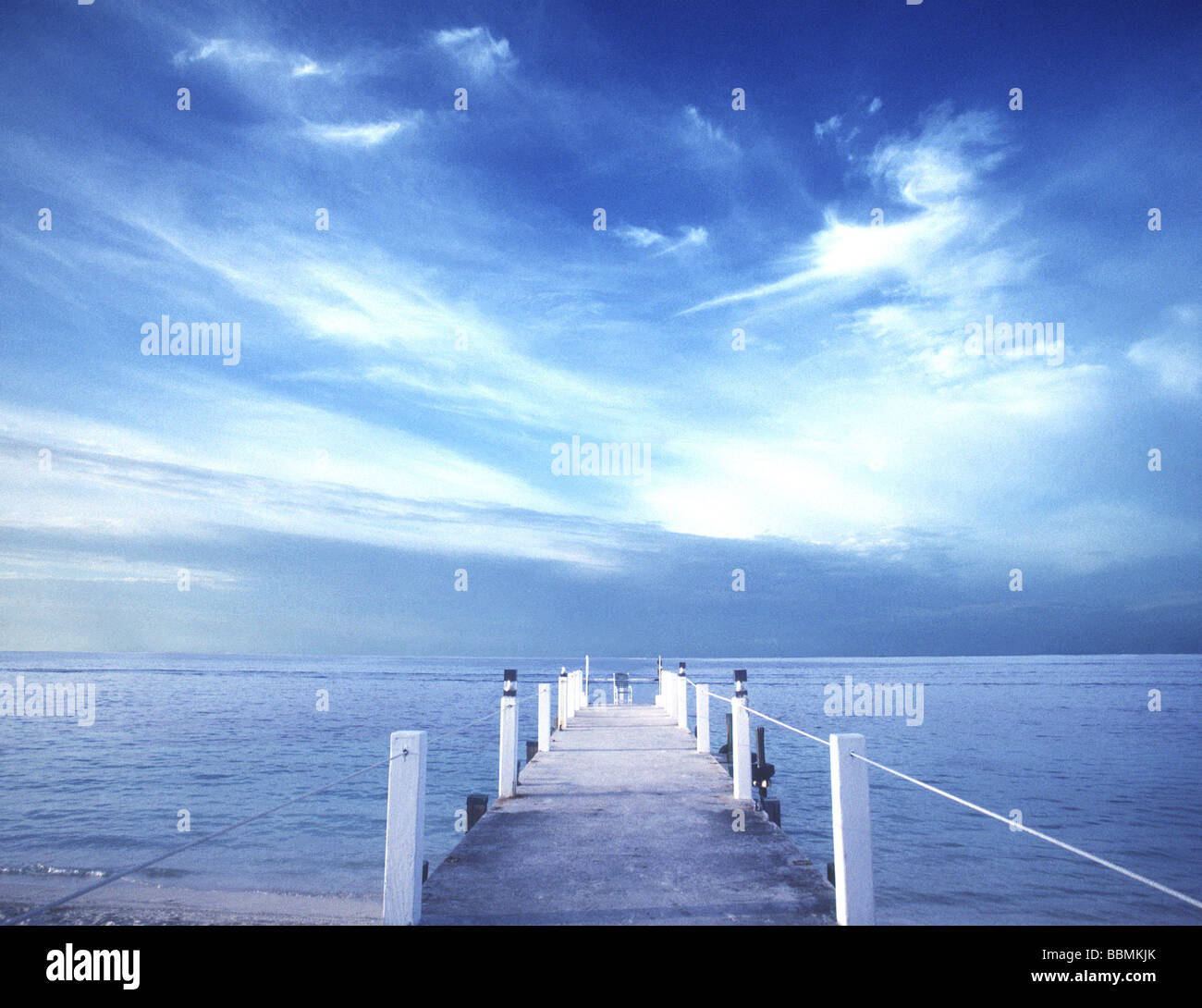 View of jetty in blue sea Stock Photo - Alamy