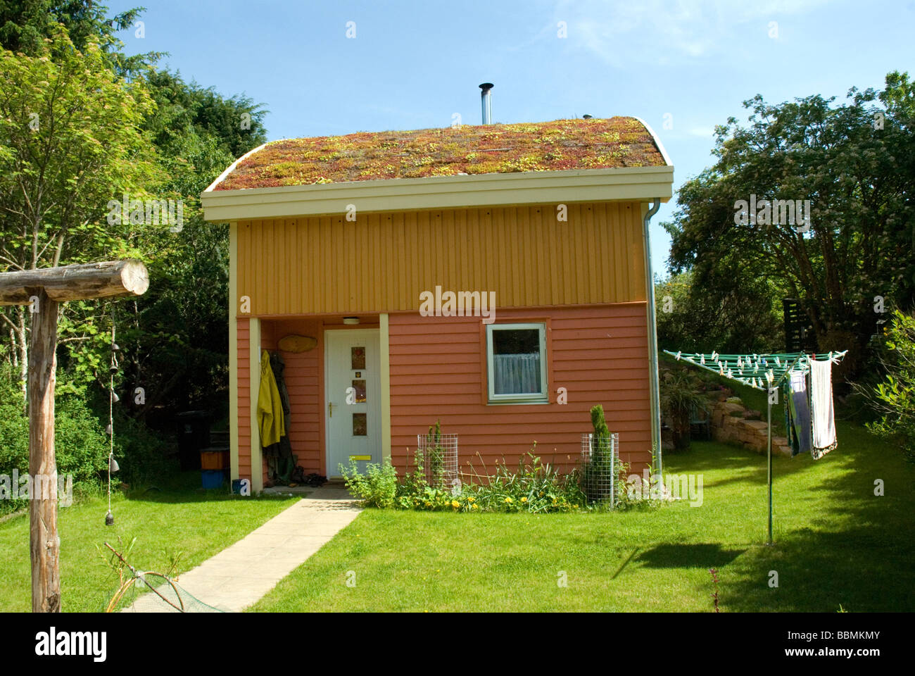 Eco houses eco-housing Findhorn Park Findhorn Foundation Scotland Stock ...
