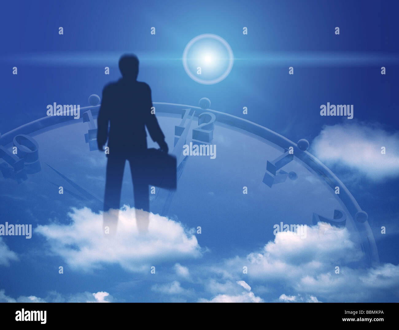 View of a man standing on a clock Stock Photo - Alamy