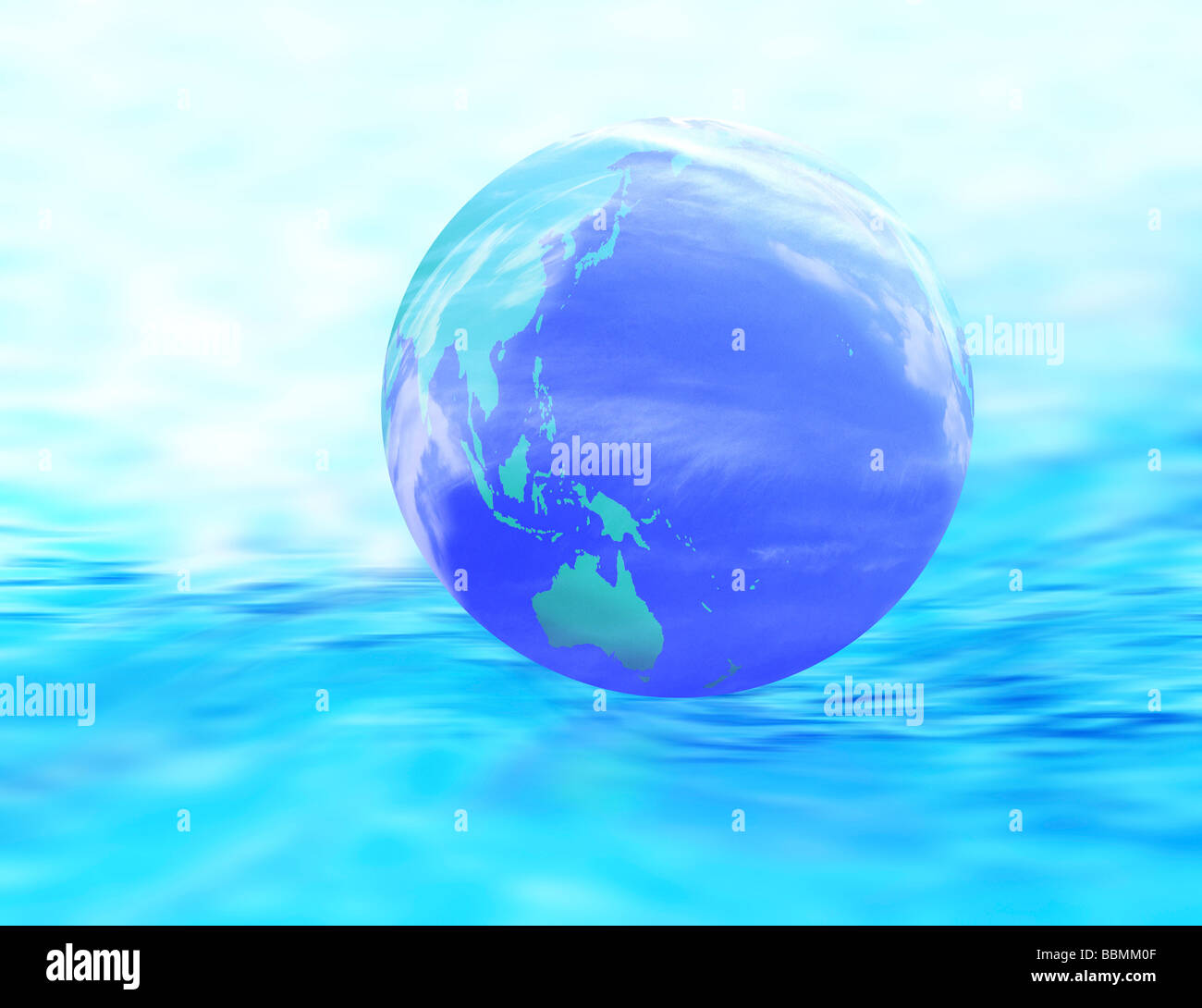 Digital composite of globe on sea Stock Photo - Alamy