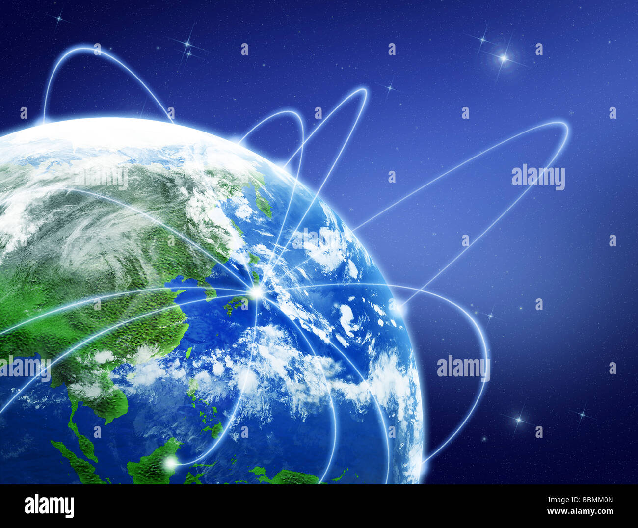 Digital composite of network on globe Stock Photo - Alamy