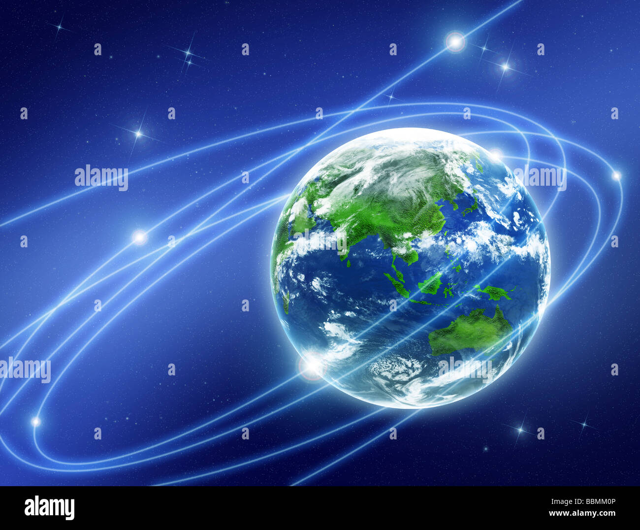 Lines encircling globe Stock Photo - Alamy