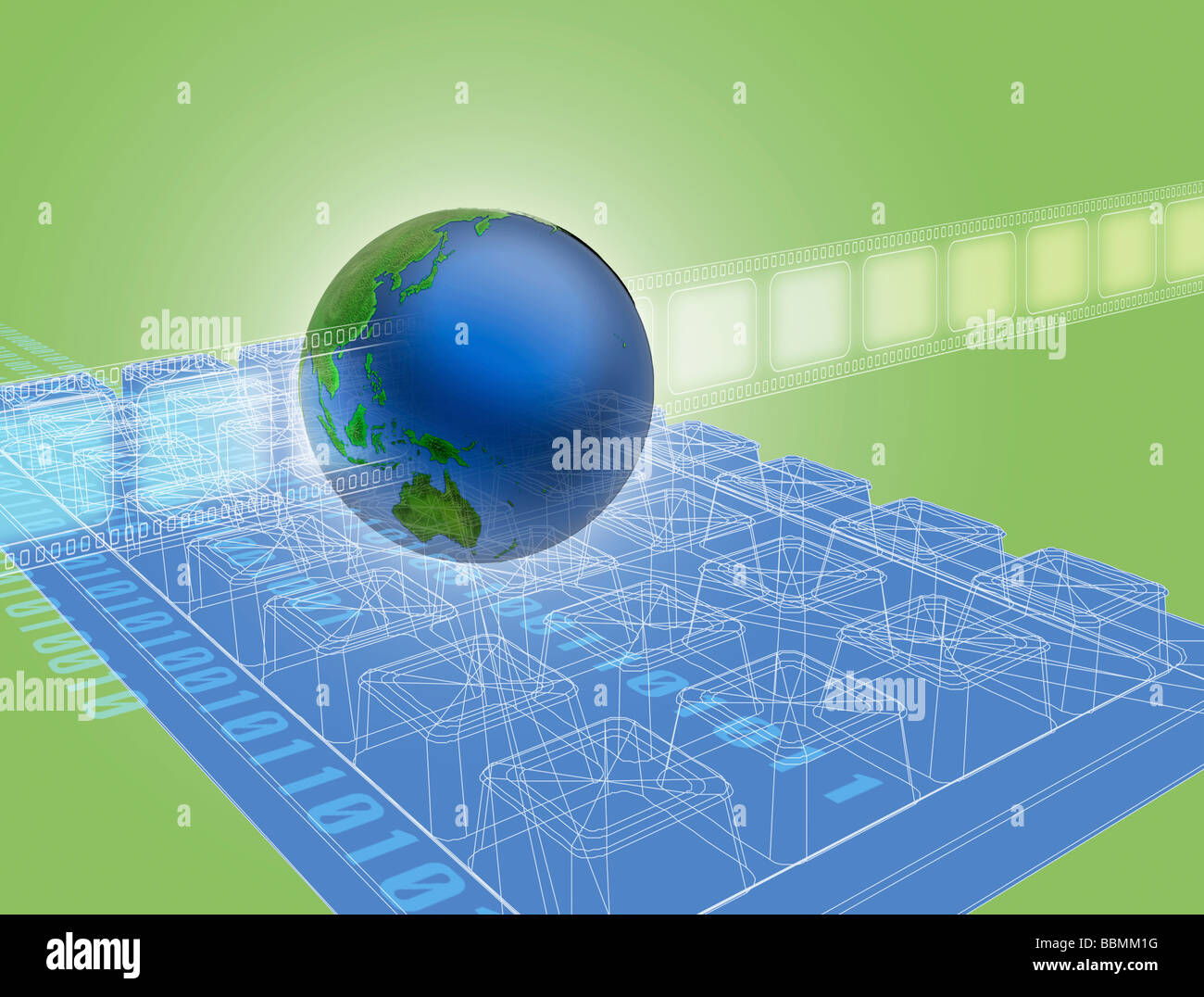 Digital composite of globe on keyboard Stock Photo - Alamy