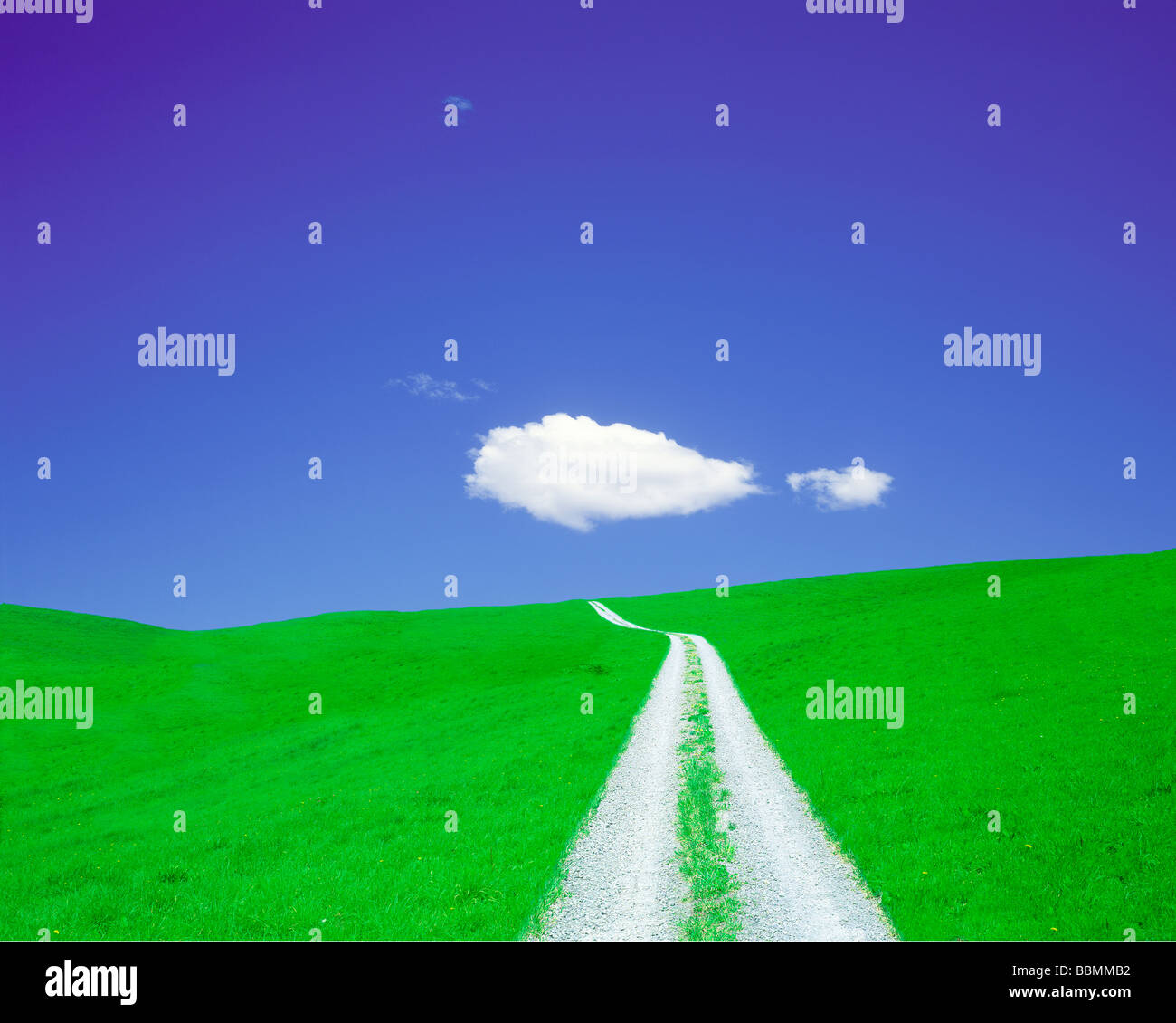 View of pathway amid landscape Stock Photo - Alamy
