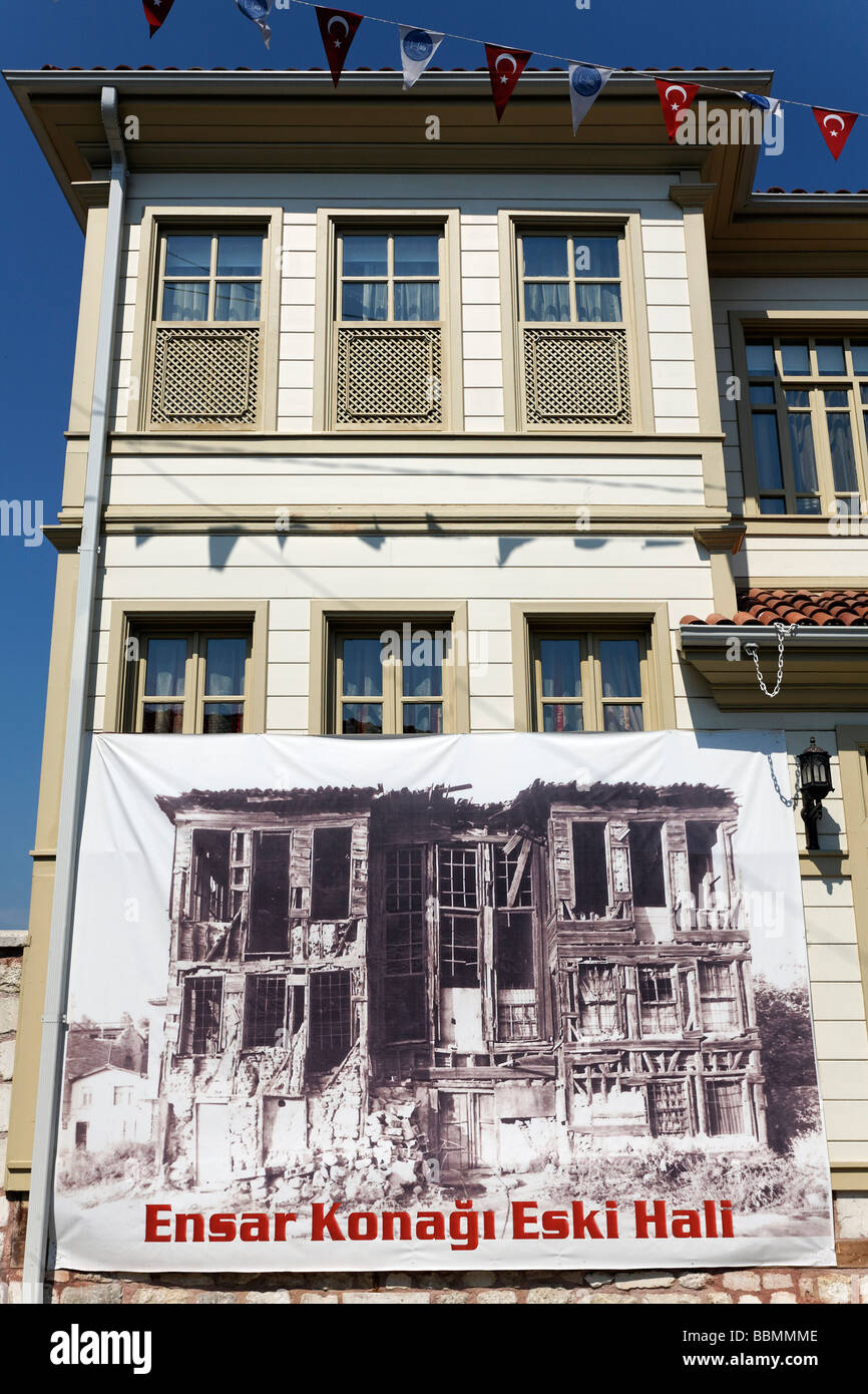 Beautifully restored Ottoman wooden house, with banner of the condition ...