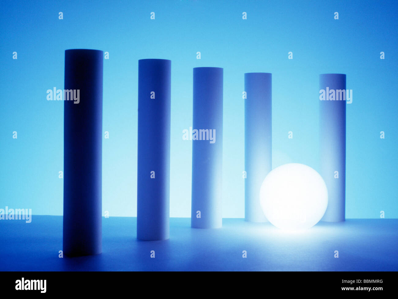 View of blue beams in a row Stock Photo - Alamy